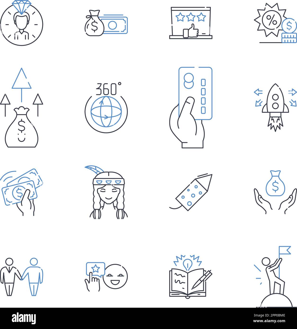 Financial Management Line Icons Collection Budgeting Forecasting