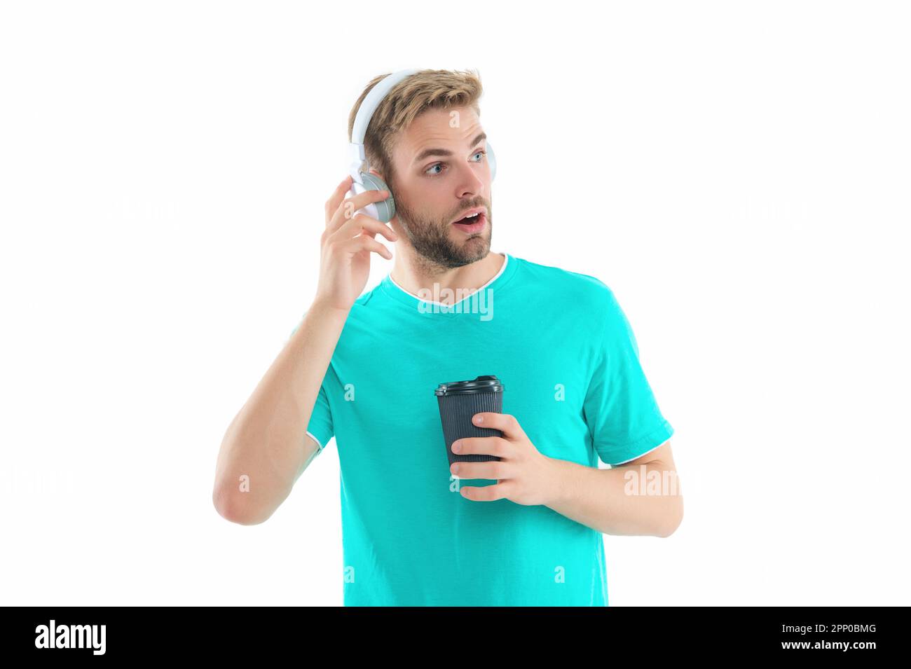 amazed man with millennial lifestyle isolated on white. man with ...