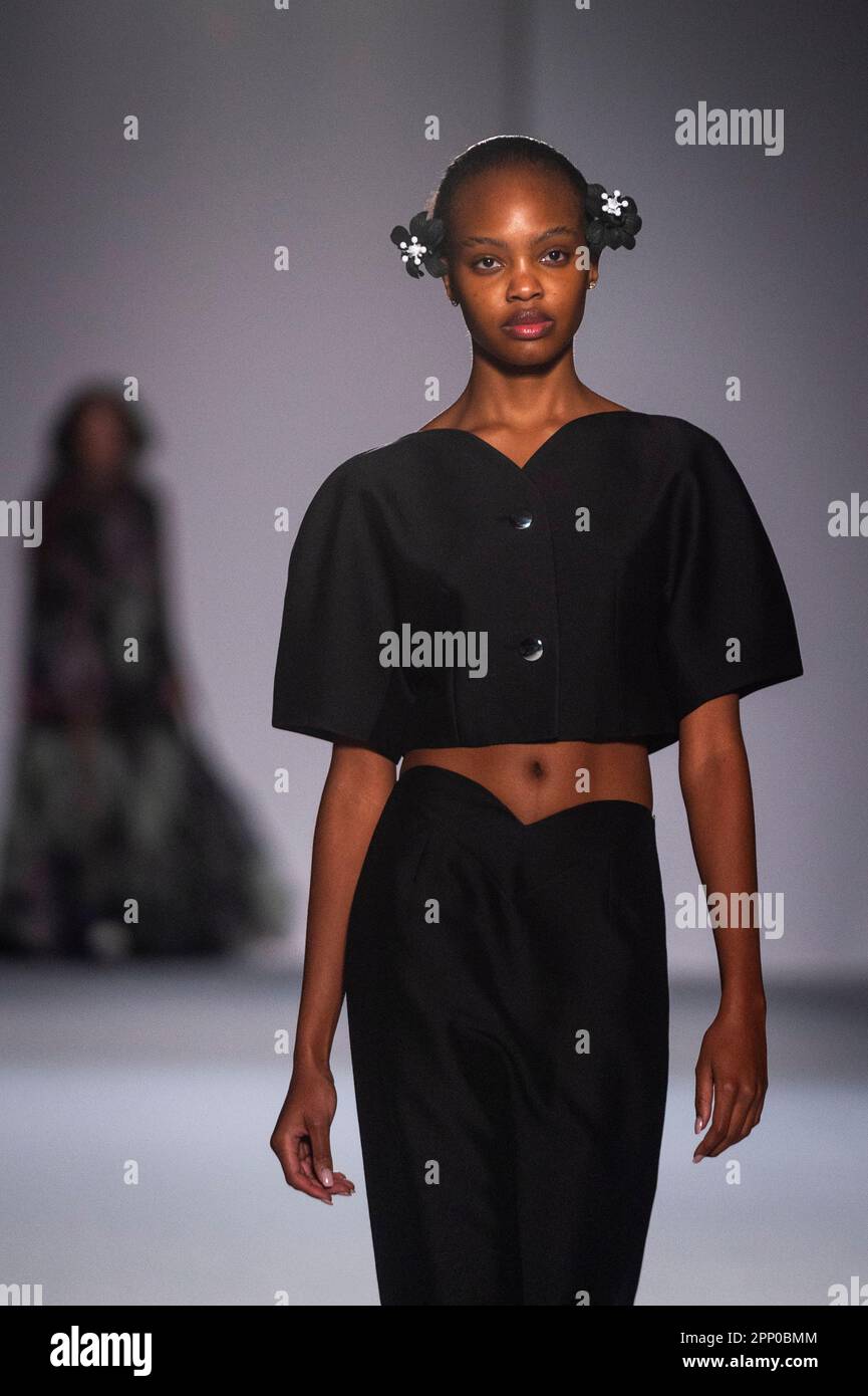 London, UK. 21 April 2023. A model wears a look by Korean fashion ...