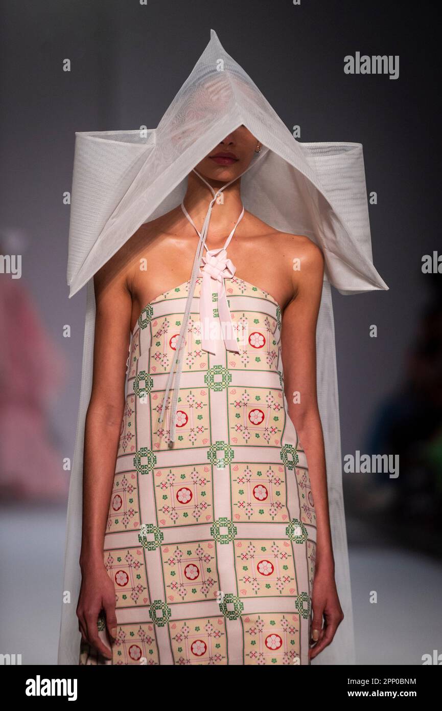 London, UK. 21 April 2023. A model wears a look by Korean fashion ...