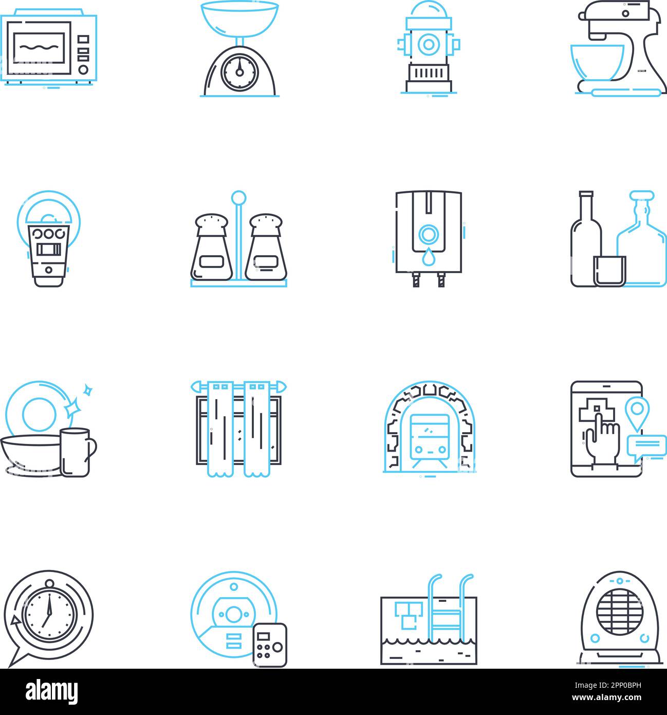 Metropolitan housing linear icons set. Urban, Housing, Apartments, City ...