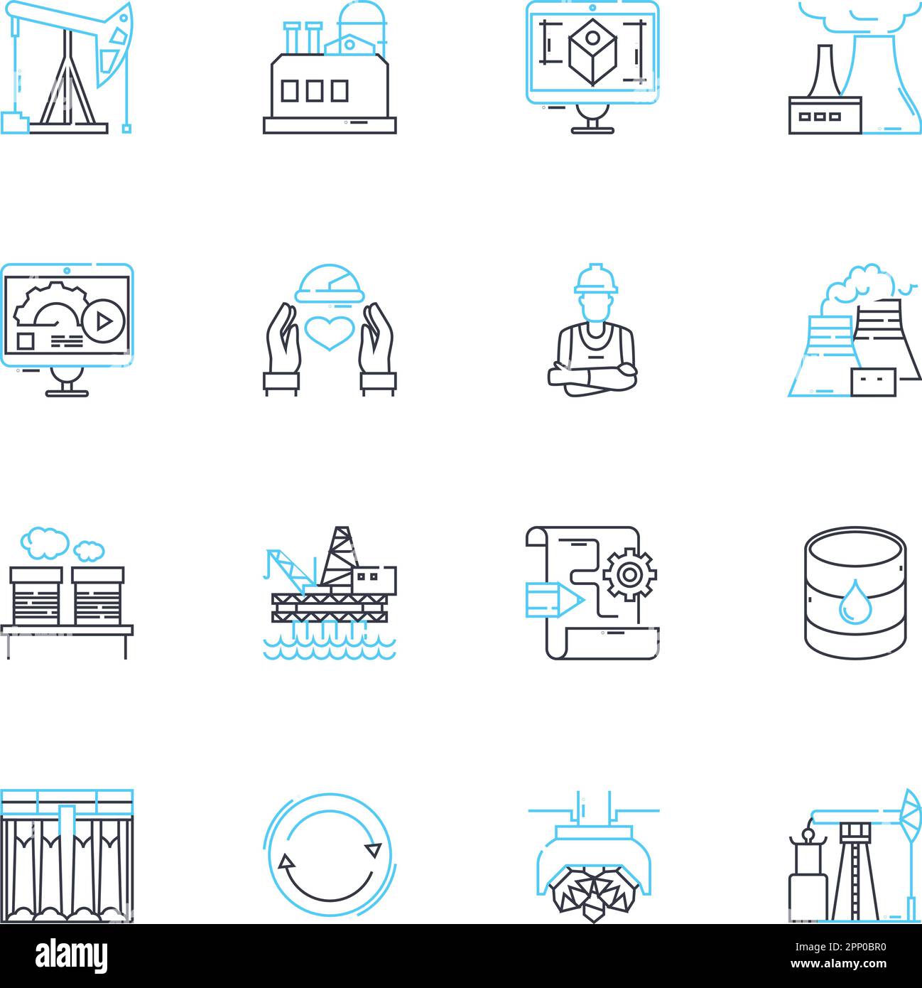 Green technology linear icons set. Solar, Wind, Geothermal, Hydrogen ...