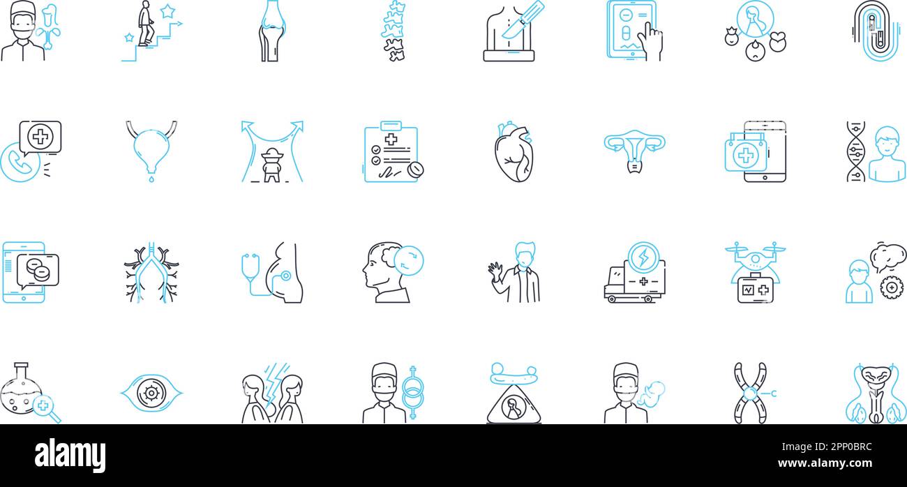 Physique linear icons set. Brawn, Muscles, Strength, Bodybuilding ...