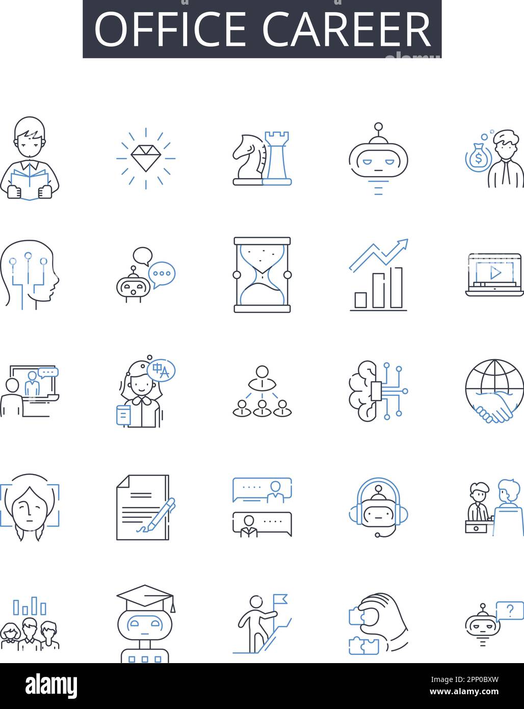 Office career line icons collection. Corporate ladder, Professional ...