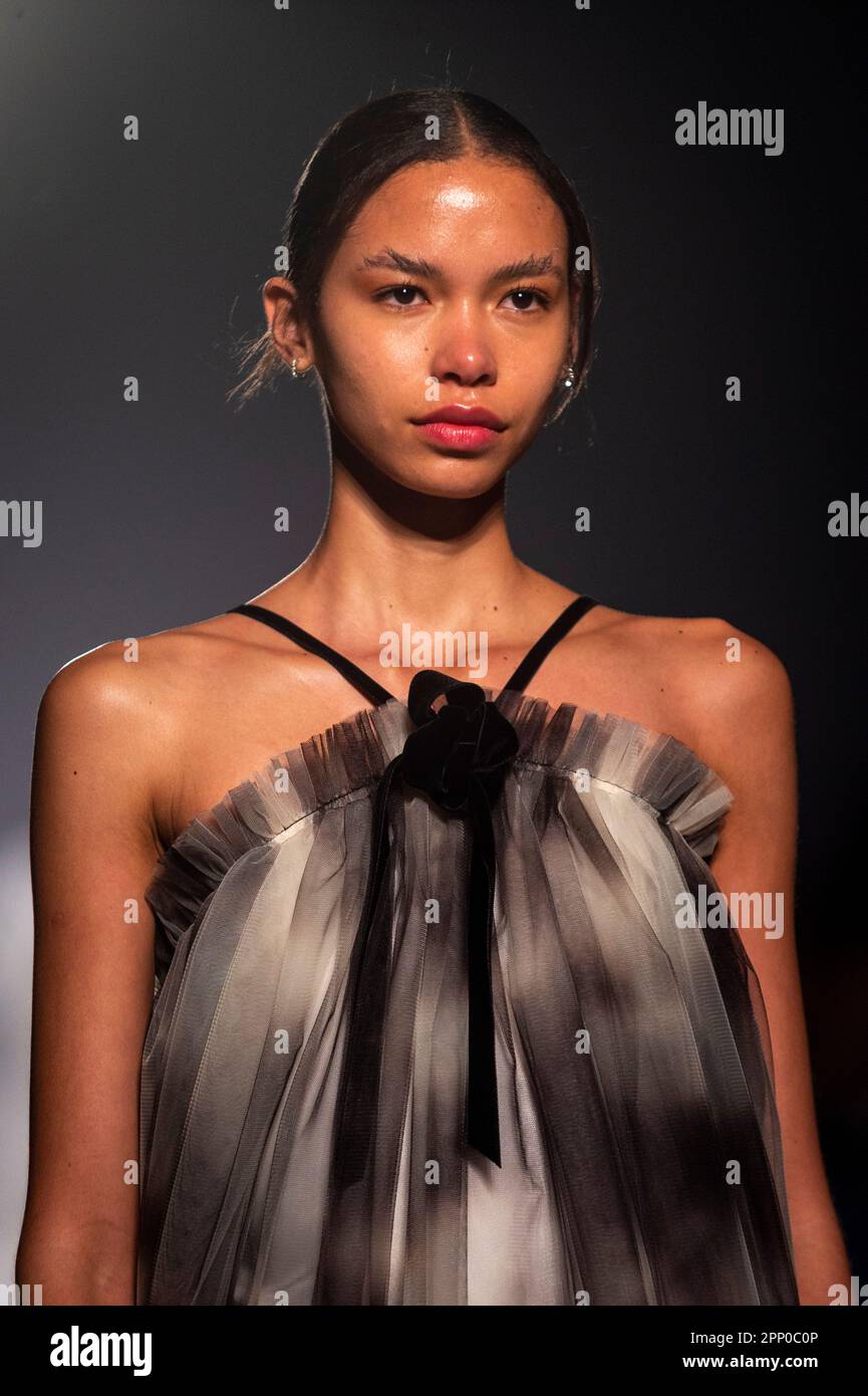 London, UK. 21 April 2023. A model wears a look by Korean fashion ...