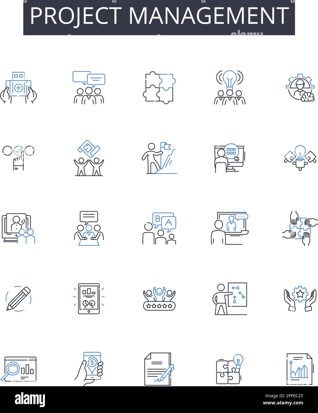 Project management line icons collection. Time management, Resource ... Project management line icons collection. Time management, Resource ...
