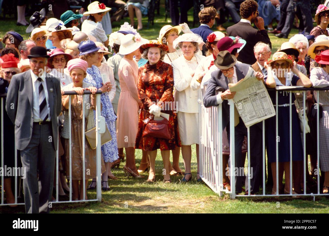 People in the enclosure at Royal Ascot races in 1982 Stock Photo - Alamy