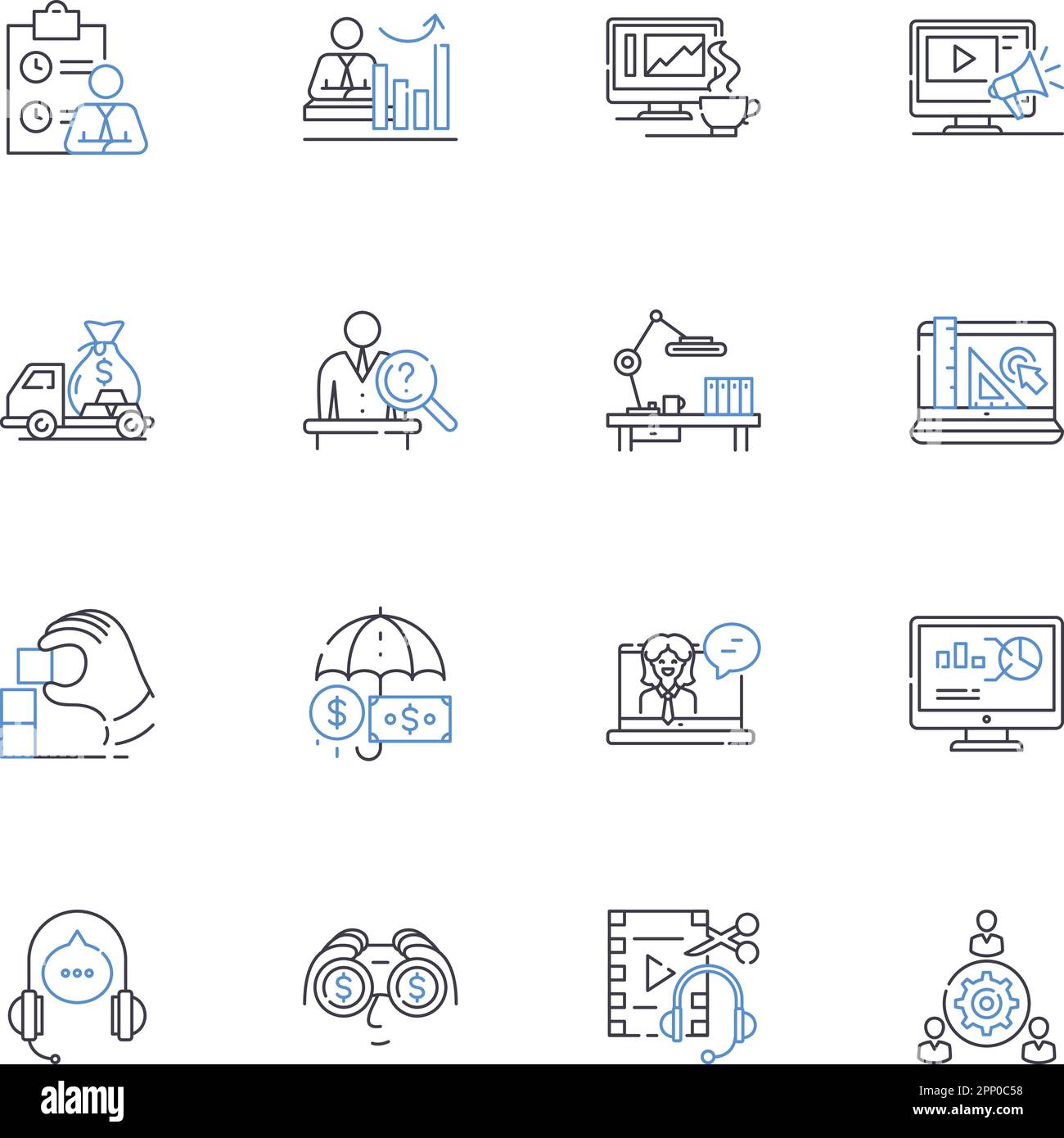 Resource And Allocation Line Icons Collection Efficiency Capacity