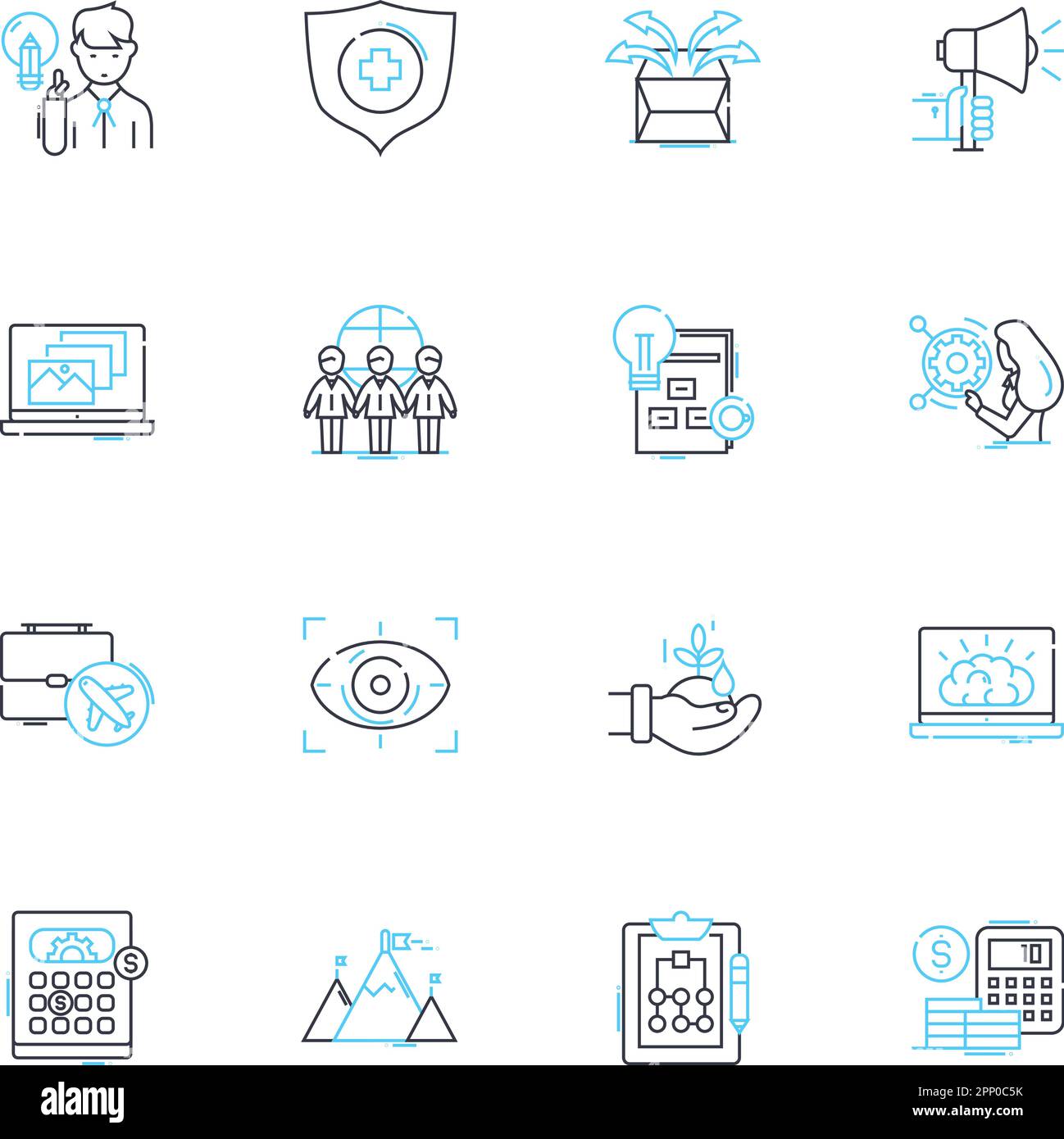Resourceful plan linear icons set. Innovative, Tactical, Strategic ...