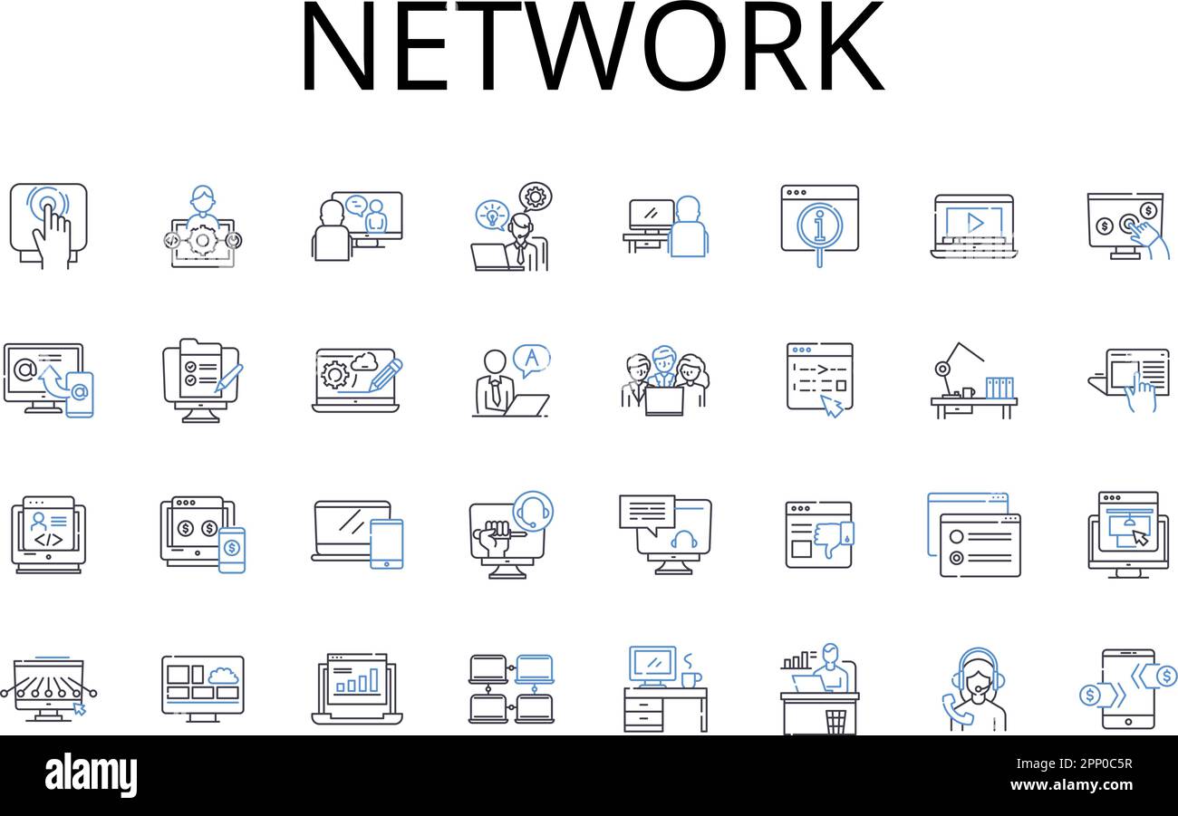 Network Line Icons Collection Alliance Partnership Connection