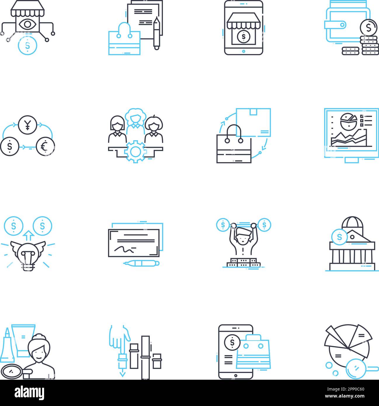 Solo entrepreneur linear icons set. Independent, Ambitious, Innovative ...