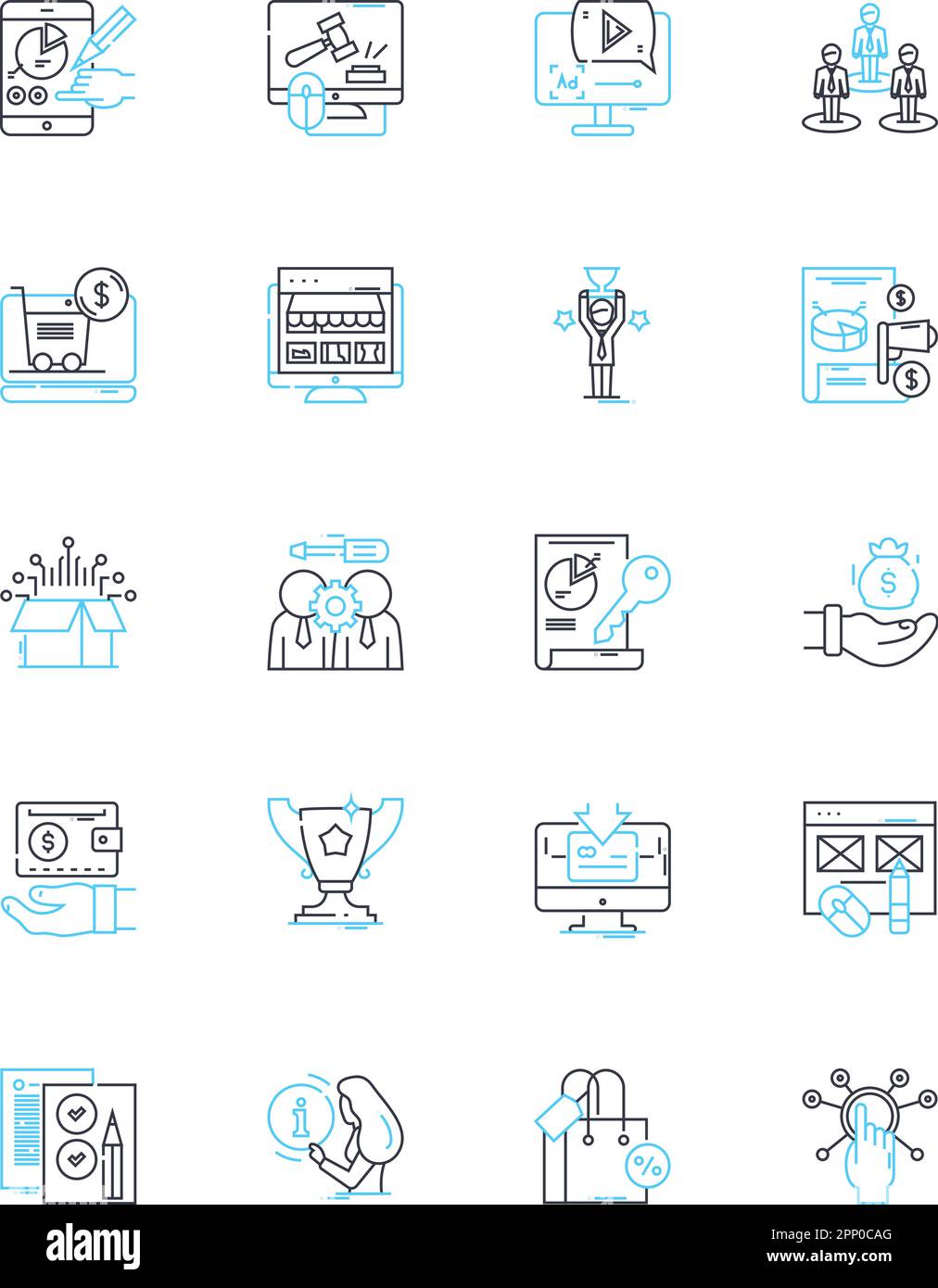 Internet posts linear icons set. Social, Blog, Article, Discussion ...