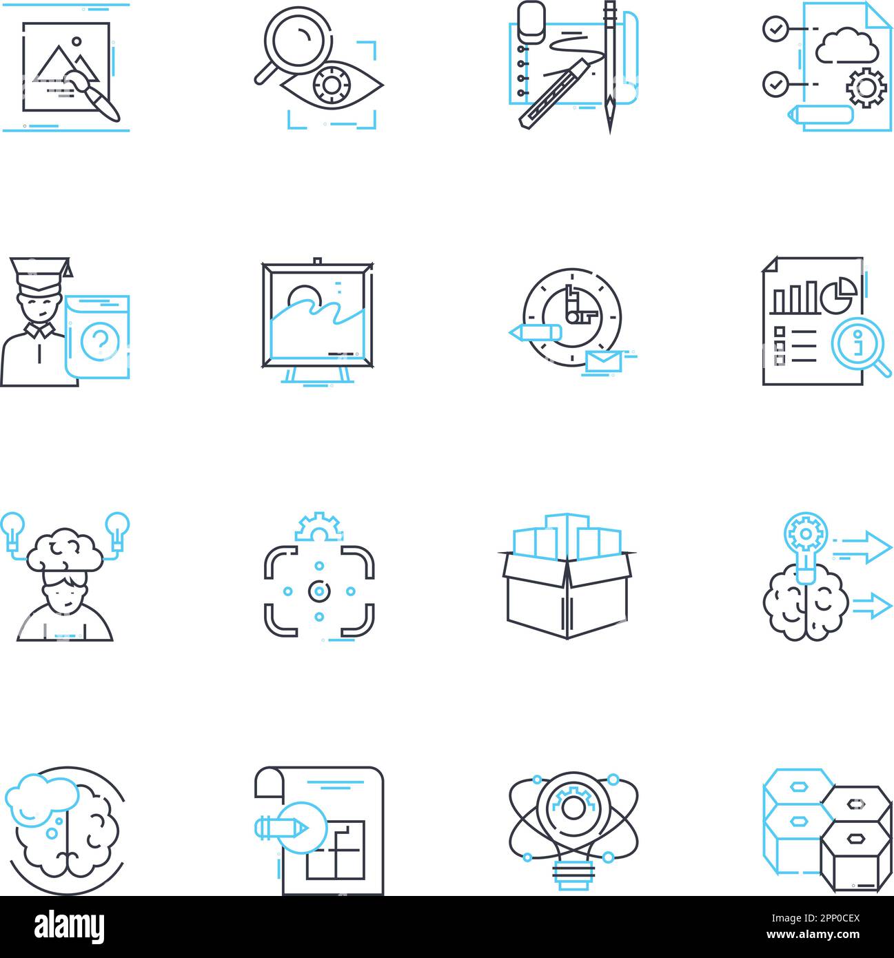 Graphic development linear icons set. Vector, Typography, Layout, Logo ...