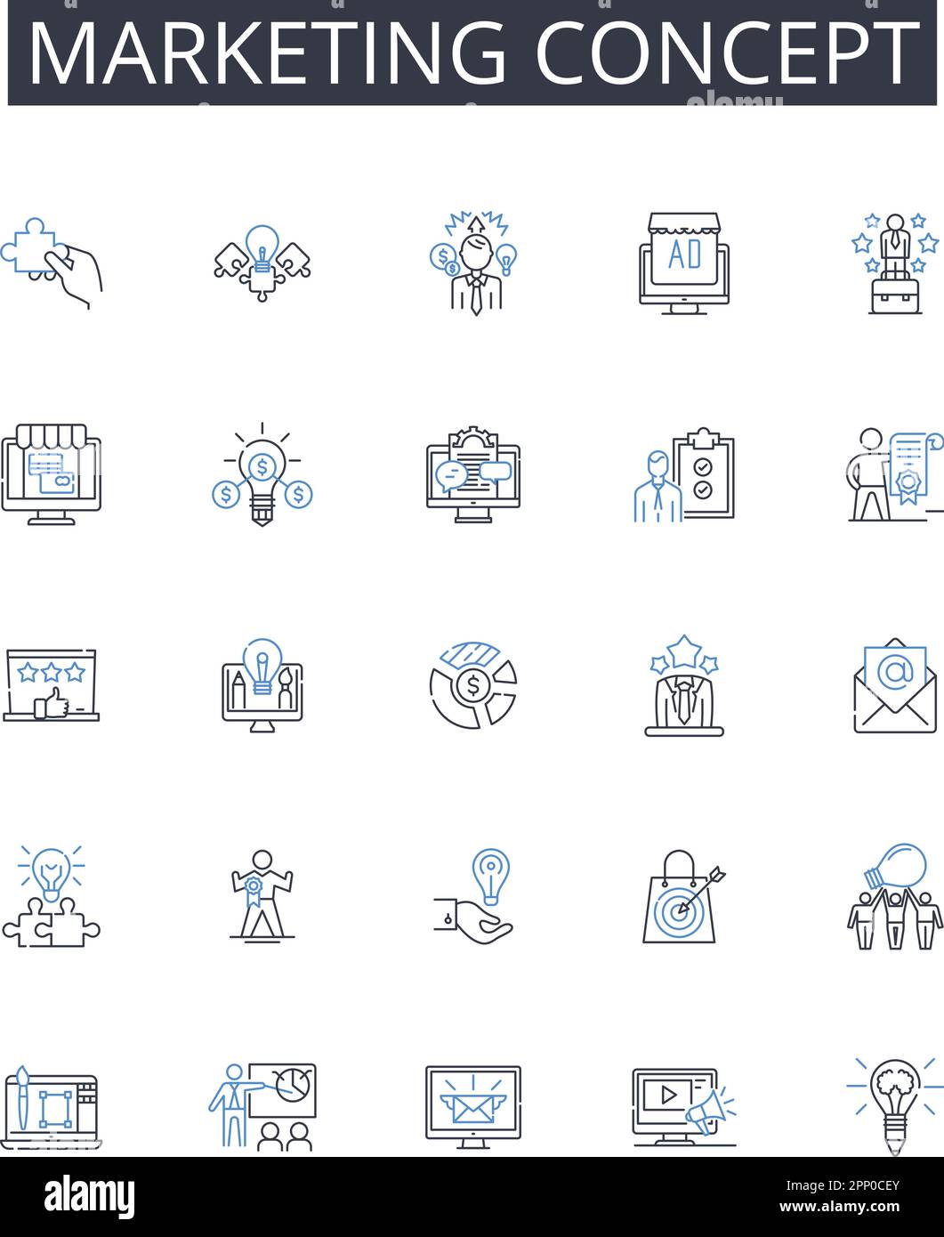 Marketing concept line icons collection. Headlines, Journalism ...