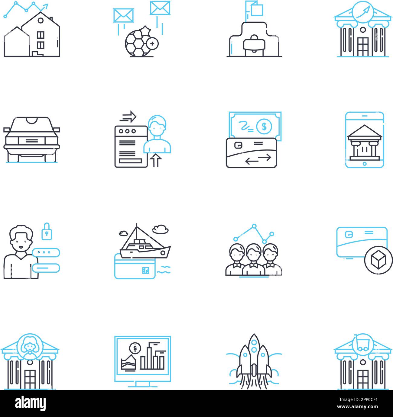 Accounting services linear icons set. Bookkeeping, Payroll, Taxation ...