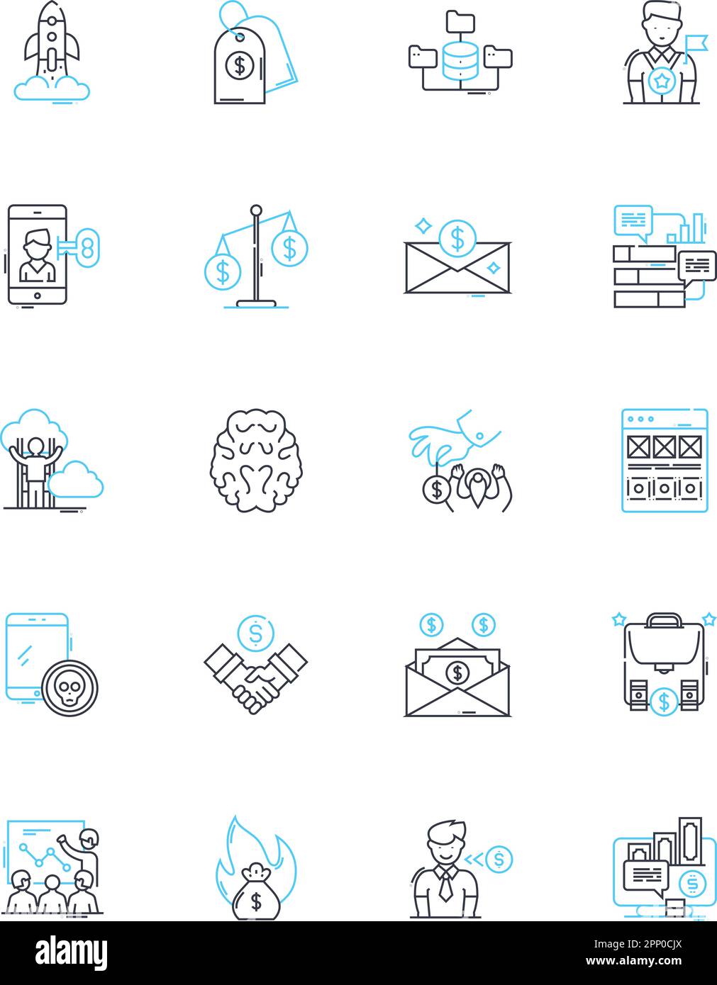 Revenue generation linear icons set. Sales, Profits, Income, Turnover ...