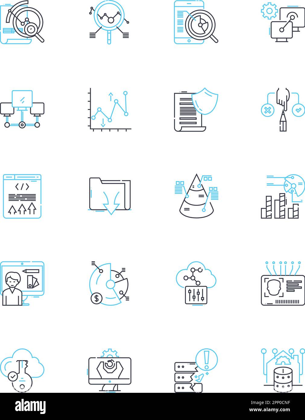 File Administration Linear Icons Set Organize Sort Manage Catalog