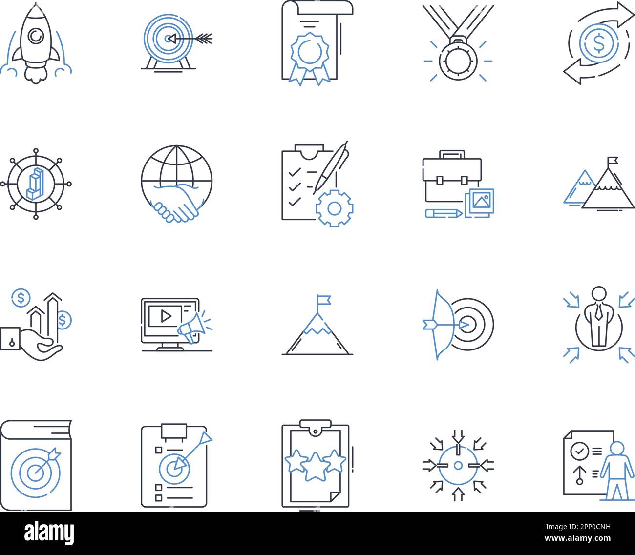 Synchronized Leadership Line Icons Collection Cohesion Synergy Teamwork Alignment