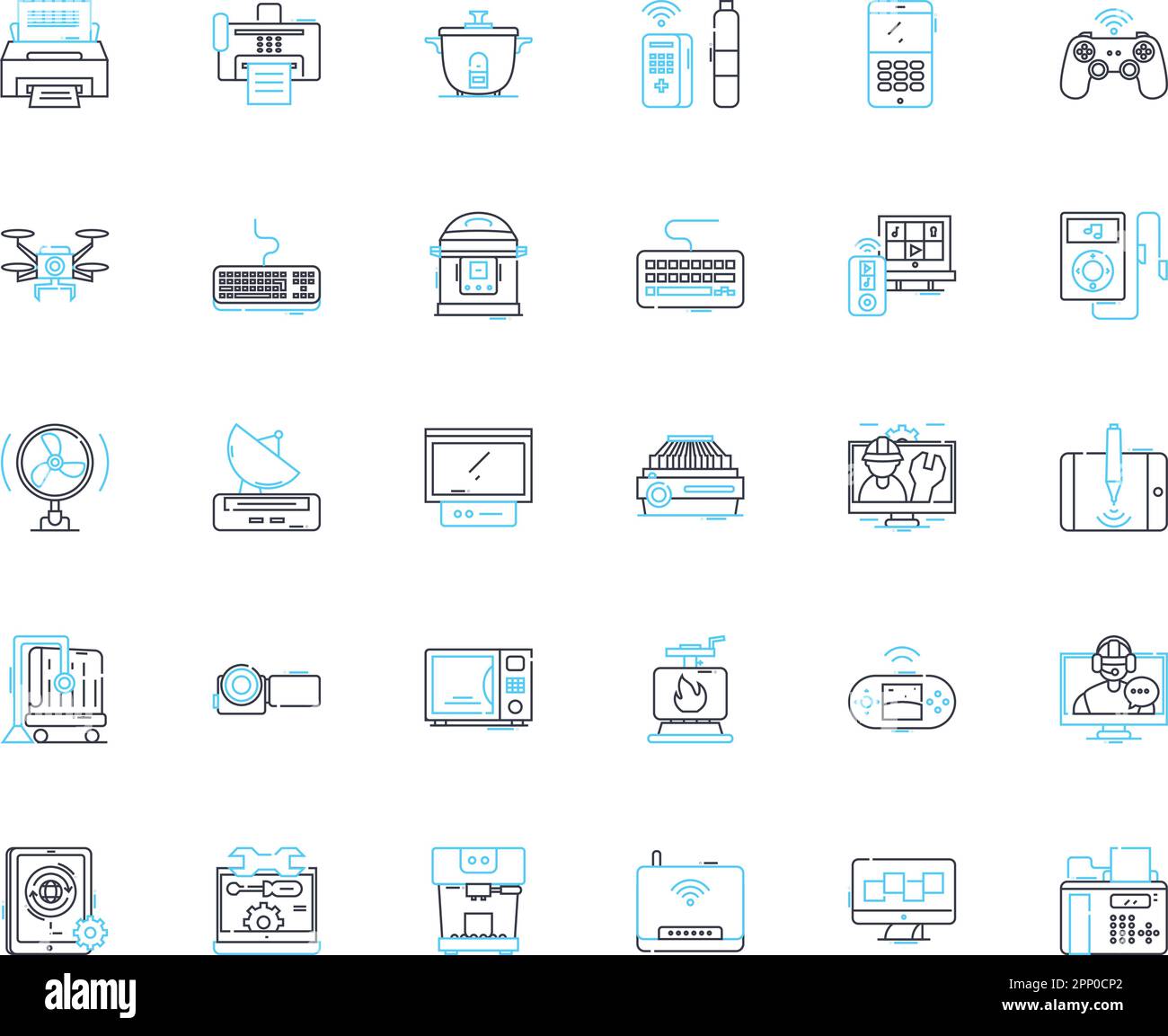 Online homes linear icons set. Virtual, Connected, Remote, Homebound ...