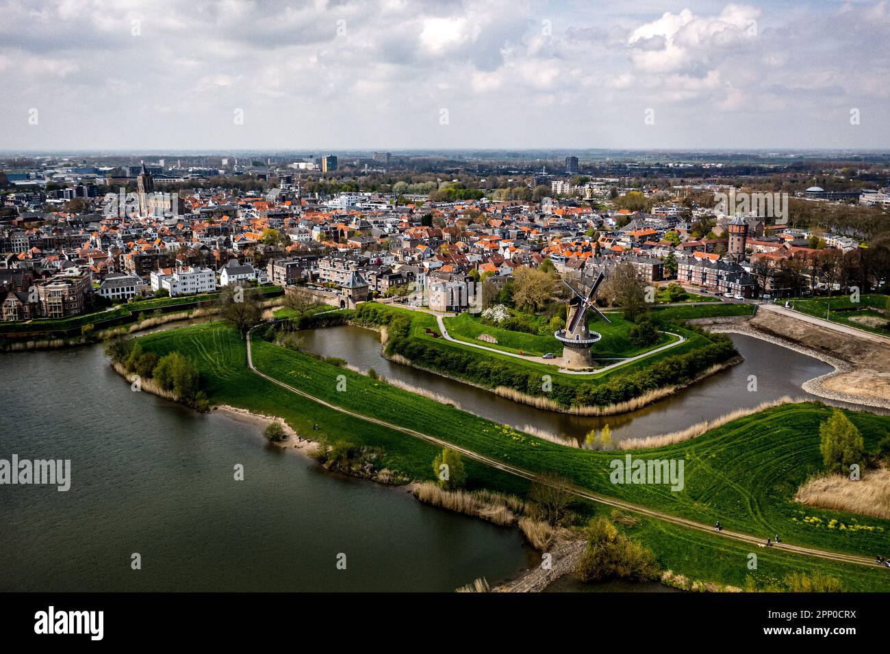 GORINCHEM - A drone photo of the historic flour mill of Gorinchem. The ...