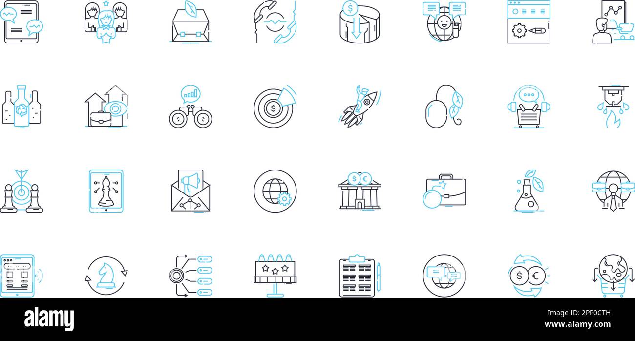 Industrial development linear icons set. Manufacturing, Production ...