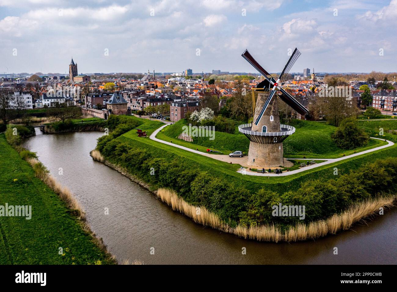 GORINCHEM - A drone photo of the historic flour mill of Gorinchem. The ...