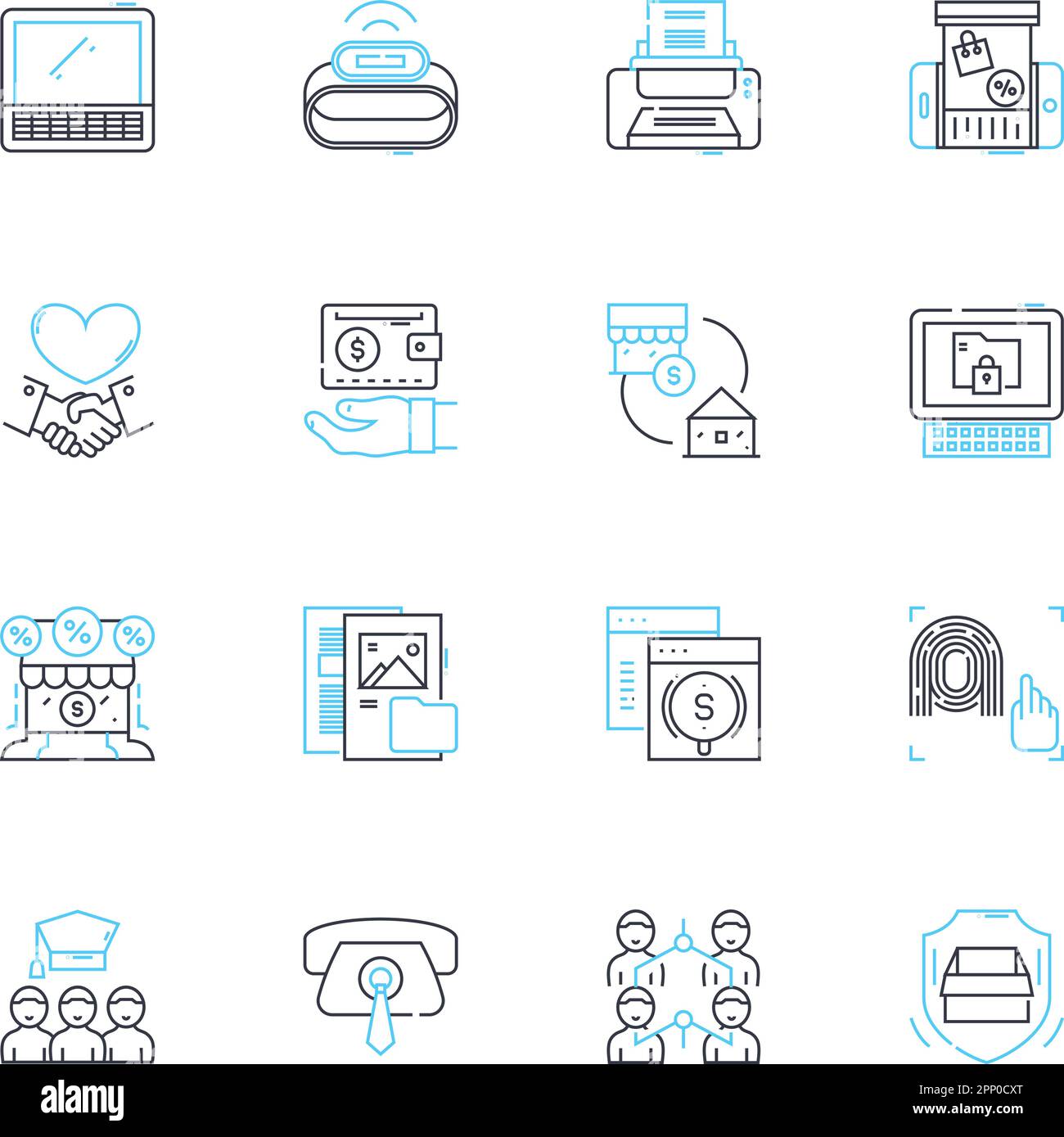 Marketing outreach linear icons set. Engagement, Communication ...