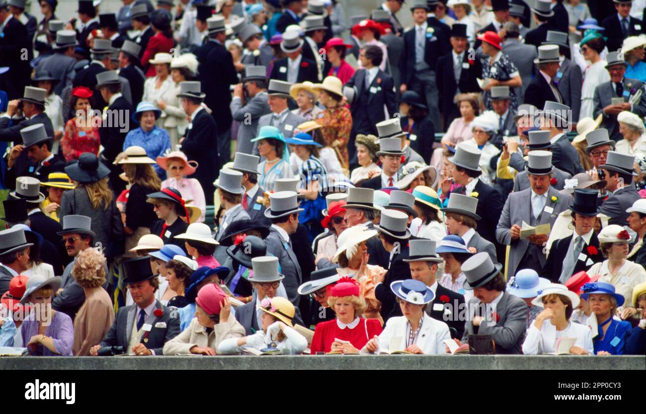 Large crowd at Royal Ascot races in 1982 Stock Photo - Alamy