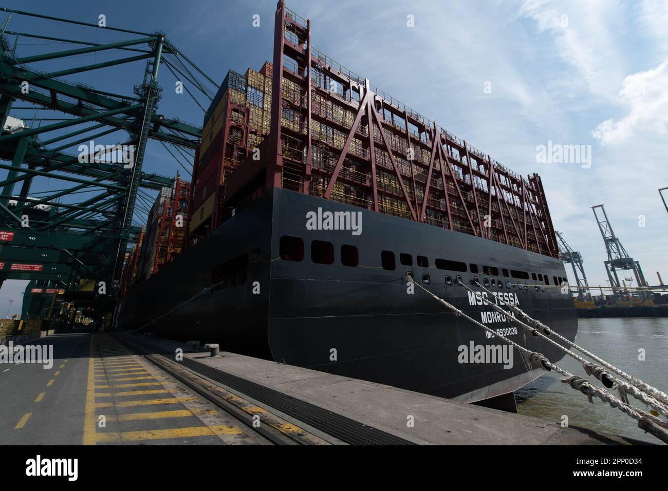 Antwerp, Belgium. 21st Apr, 2023. A part of the 'MSC Tessa' container ...