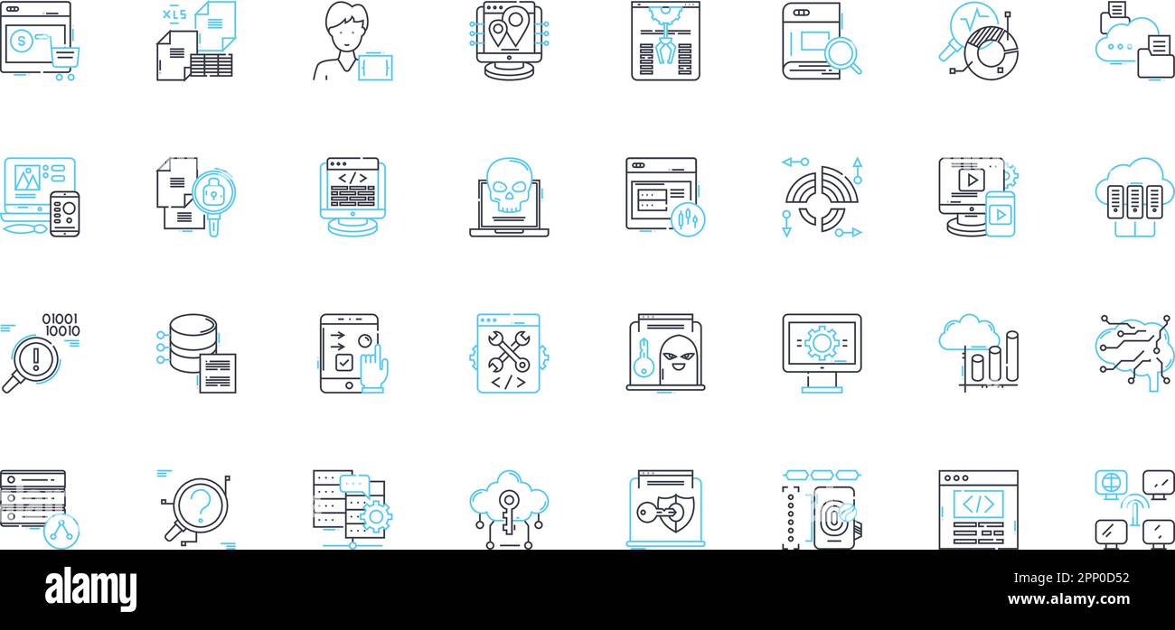 Software computing linear icons set. Algorithm, API, Application ... Software computing linear icons set. Algorithm, API, Application ...