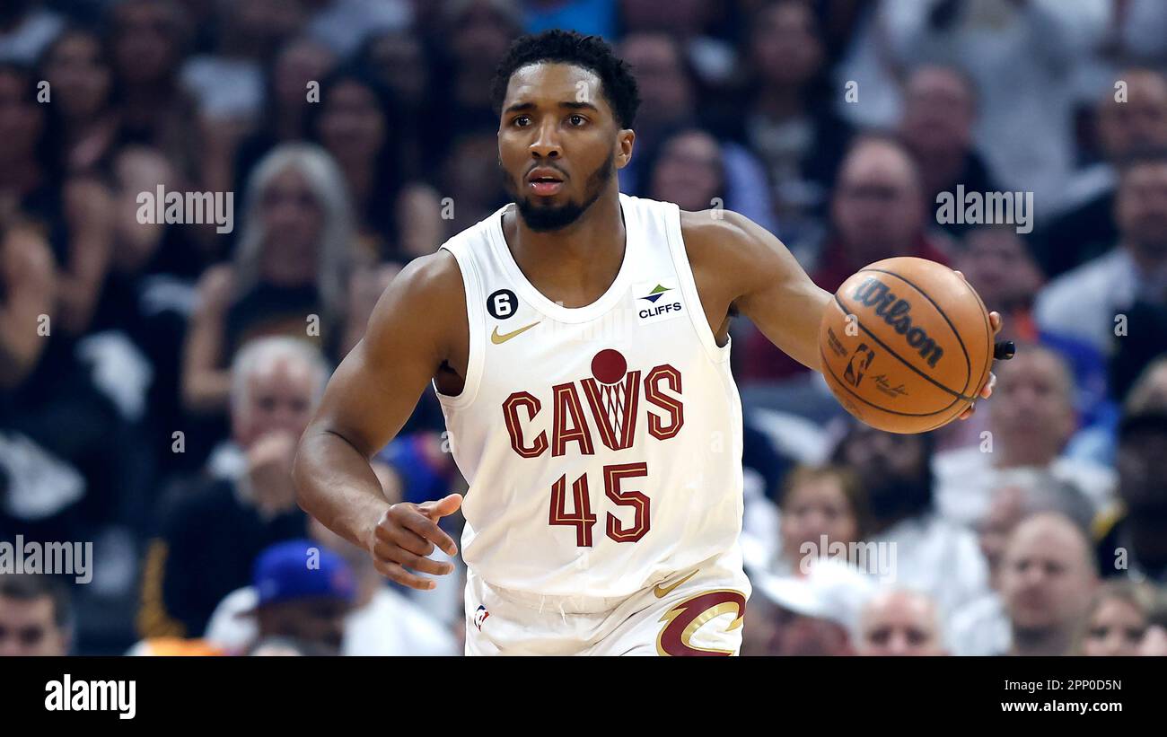 Cleveland Cavaliers guard Donovan Mitchell plays against the New York ...