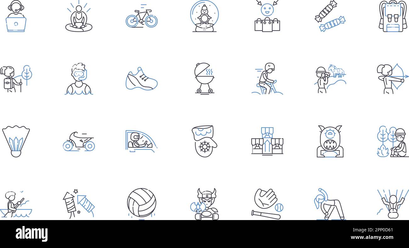 Leisure Company Line Icons Collection. Entertainment, Recreation