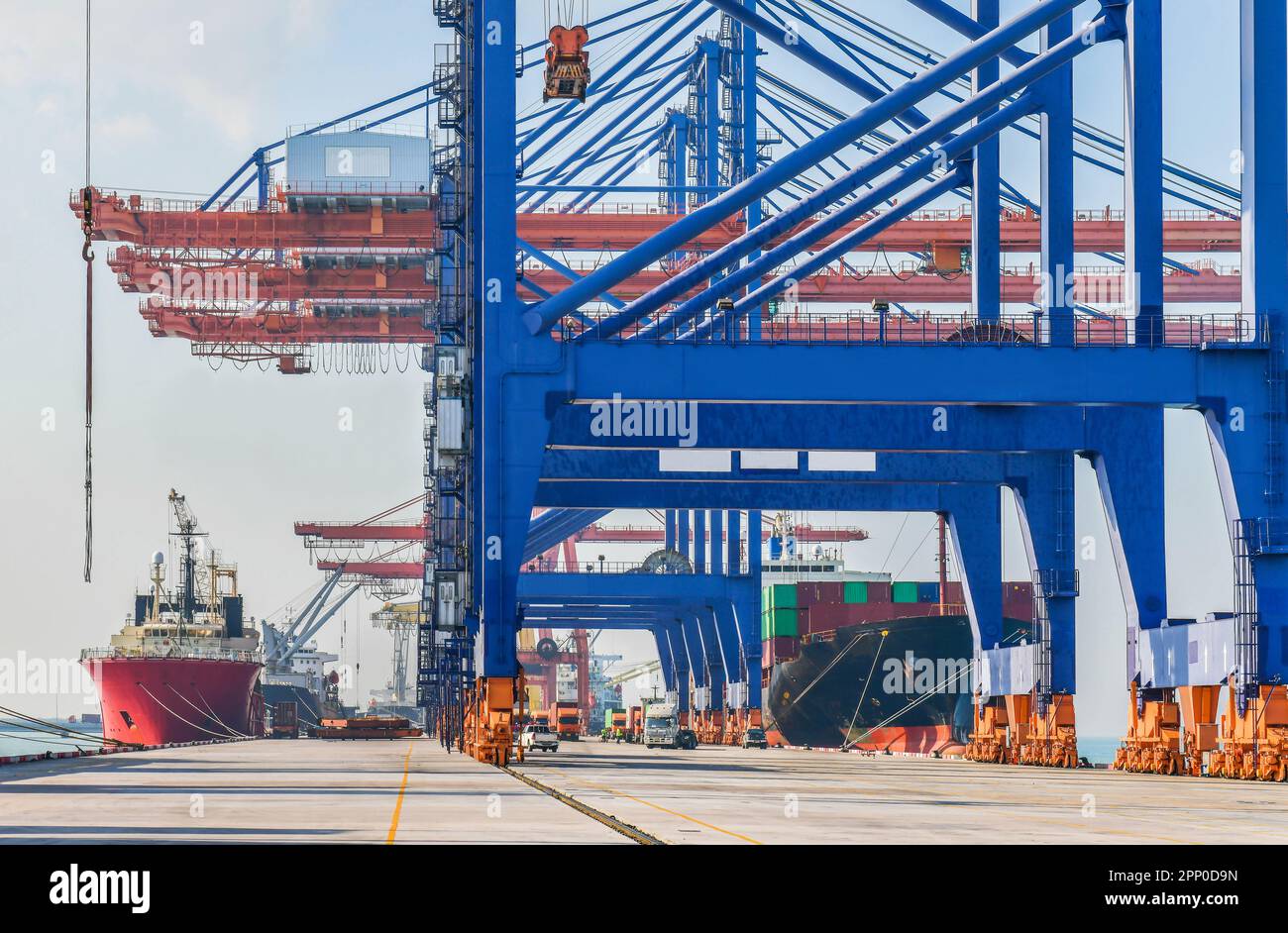 Industrial logistics and transportation of truck in Container yard for ...