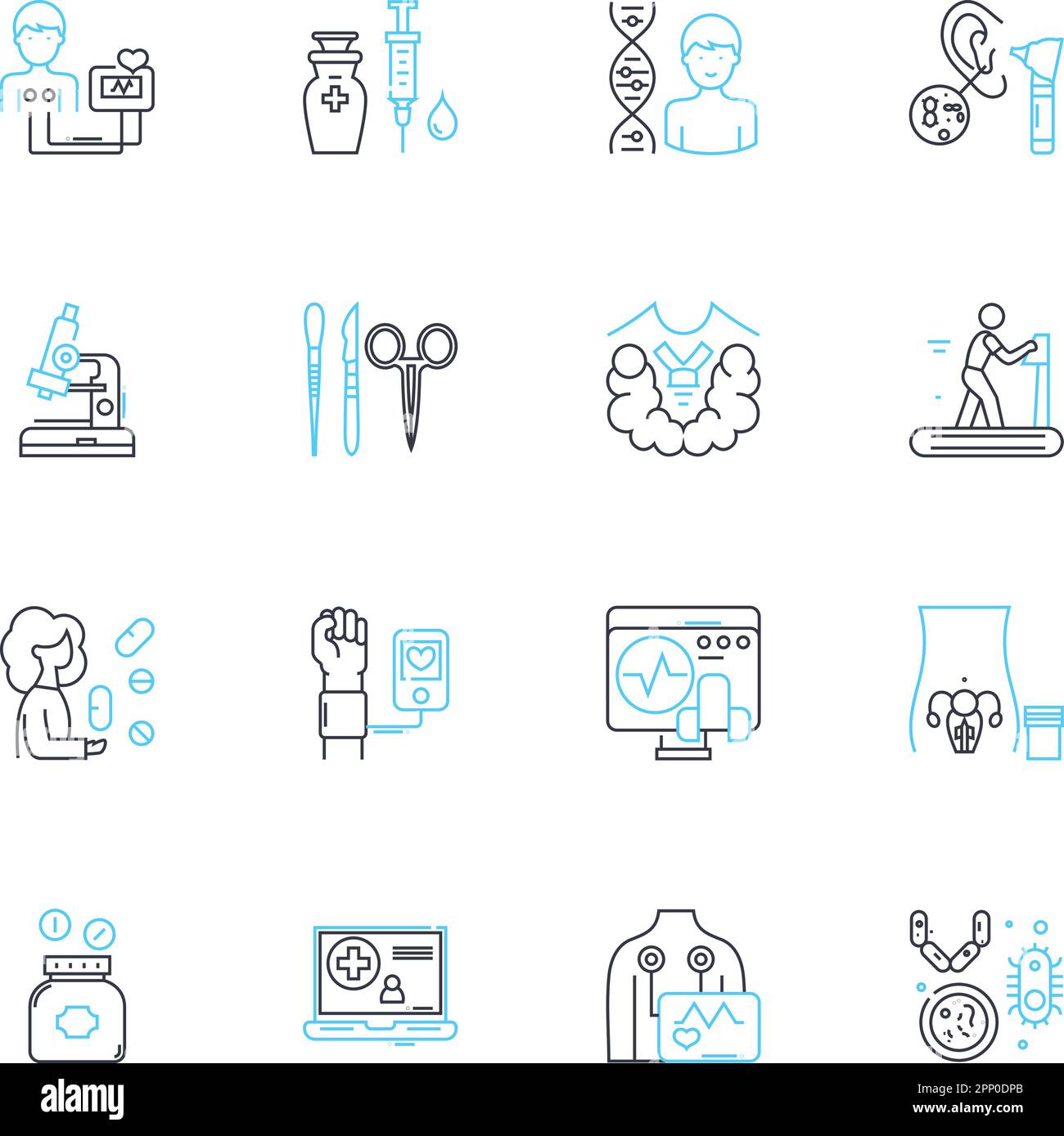 Clinical Applications linear icons set. Diagnosis, Treatment, Therapy ...