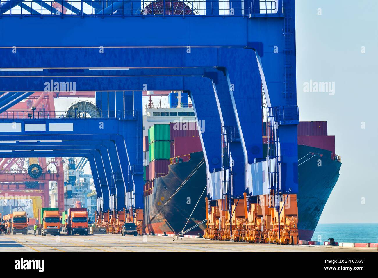 Industrial logistics and transportation of truck in Container yard for ...