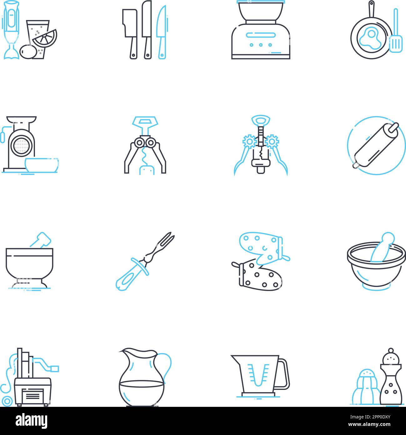 Cookery linear icons set. Flavorful, Savory, Ingredients, Recipe ...