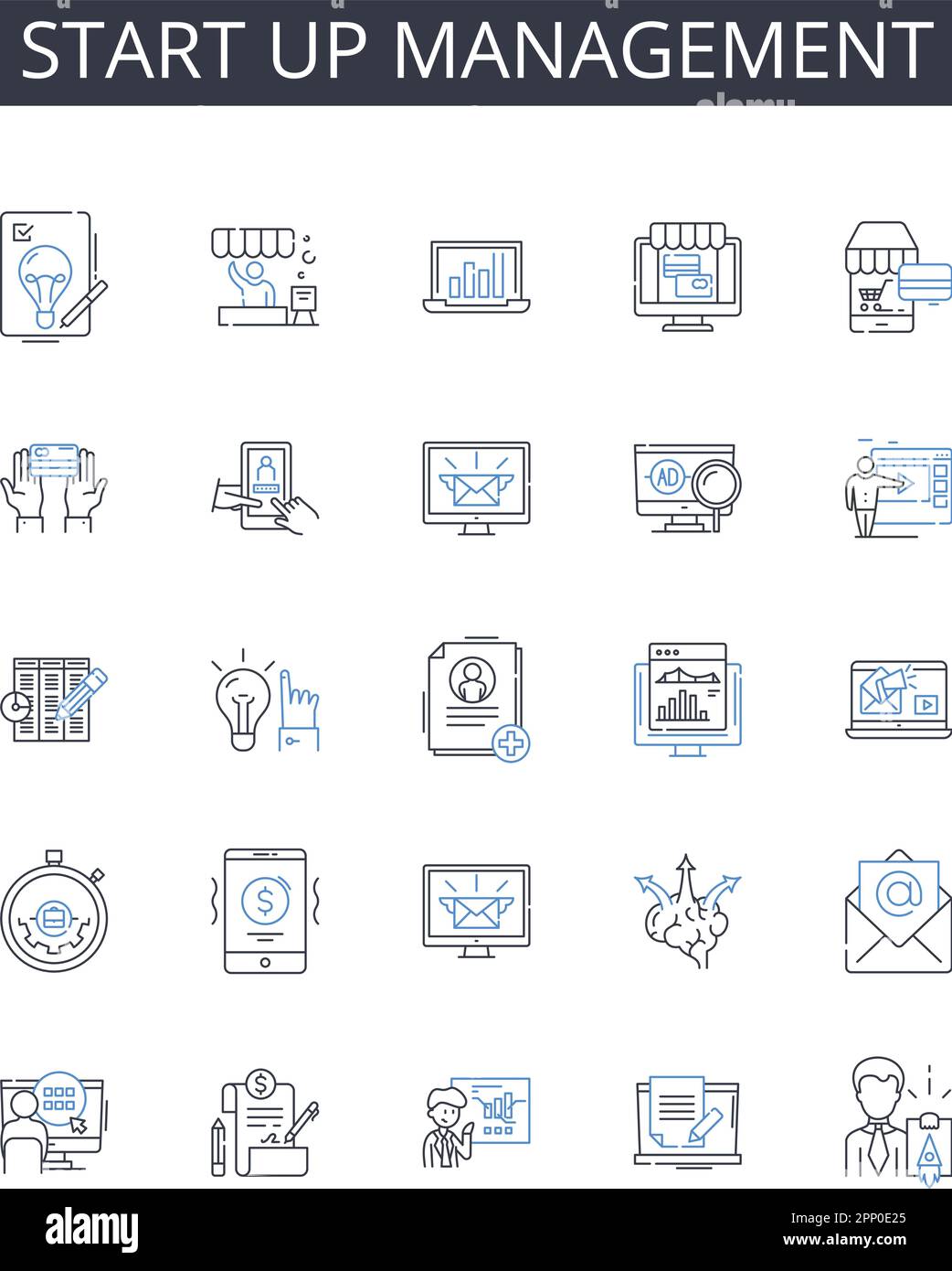 Start up management line icons collection. Business leadership ... Start up management line icons collection. Business leadership ...