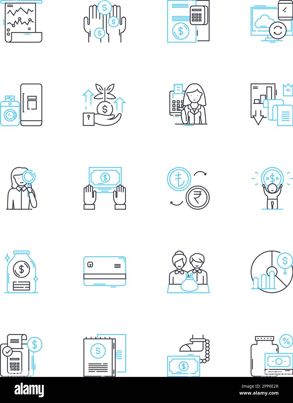 Attention Economy linear icons set. Scarcity, Distraction, Engagement ...