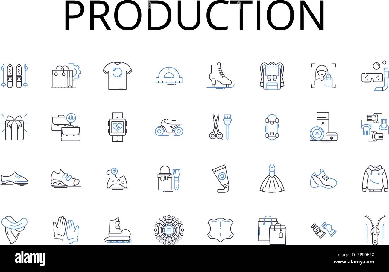 Production Line Icons Collection Creation Development Fabrication Manufacture Generation