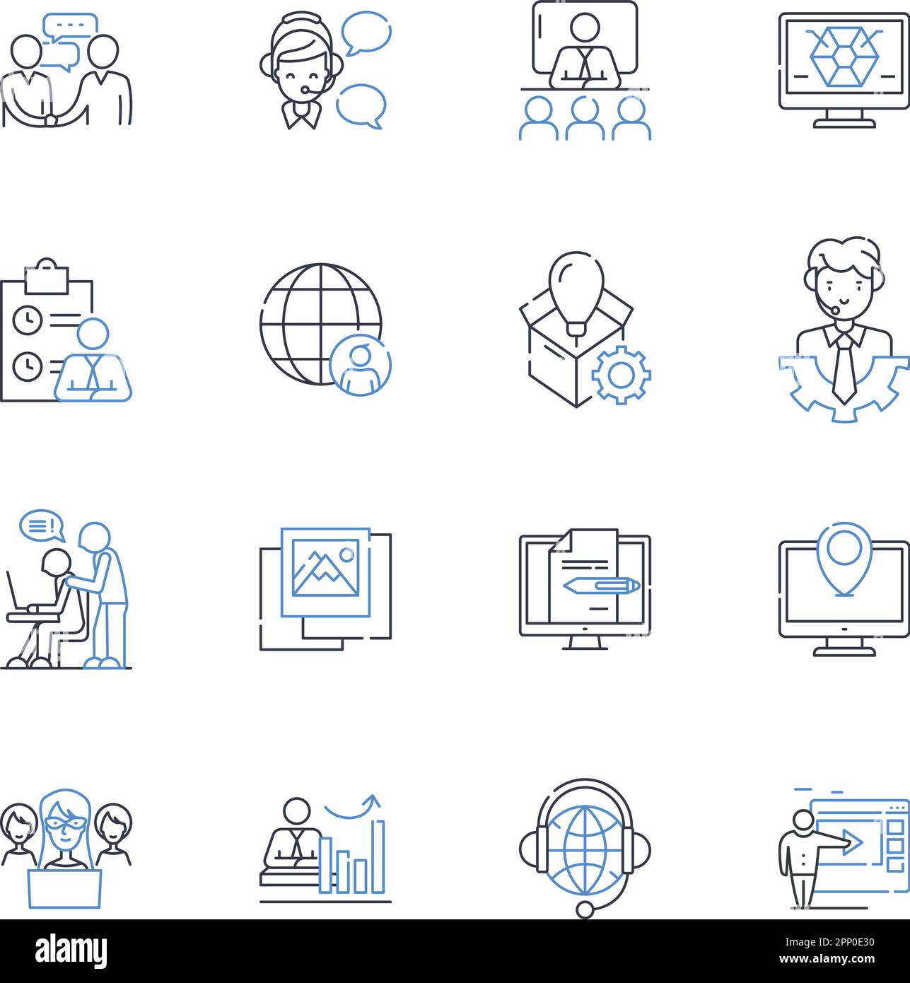 Shared labor line icons collection. Collaboration, Cooperation ...