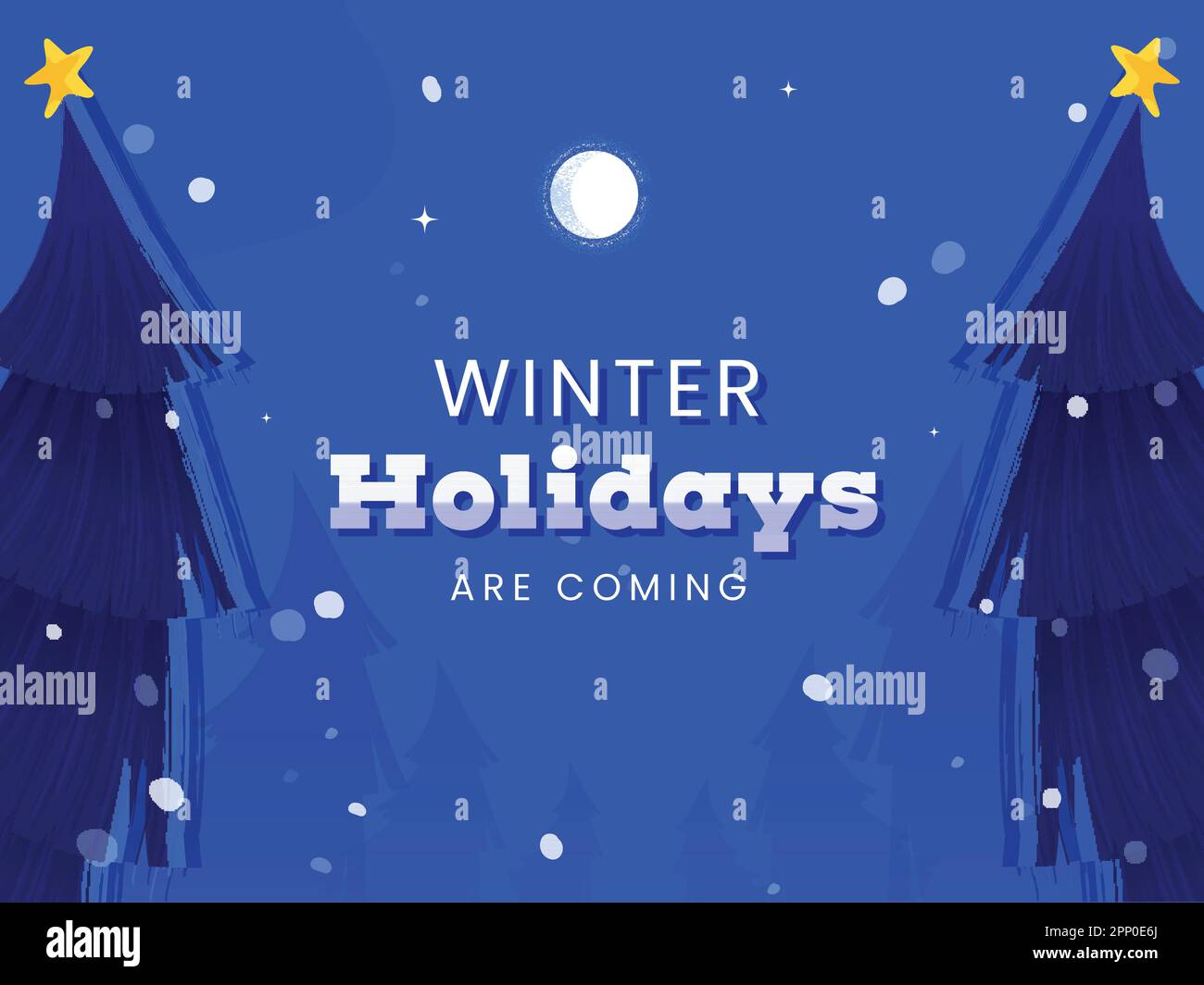 Winter Holidays Are Coming Text With Xmas Tree Against Full Moon Blue ...
