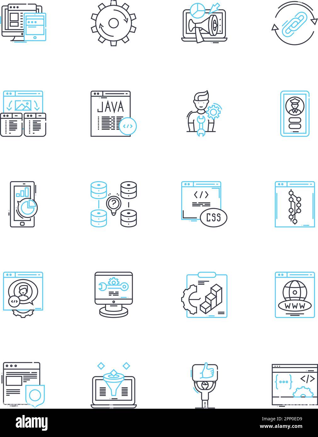 Content advertising linear icons set. Promotion, Editorial, Engagement ...
