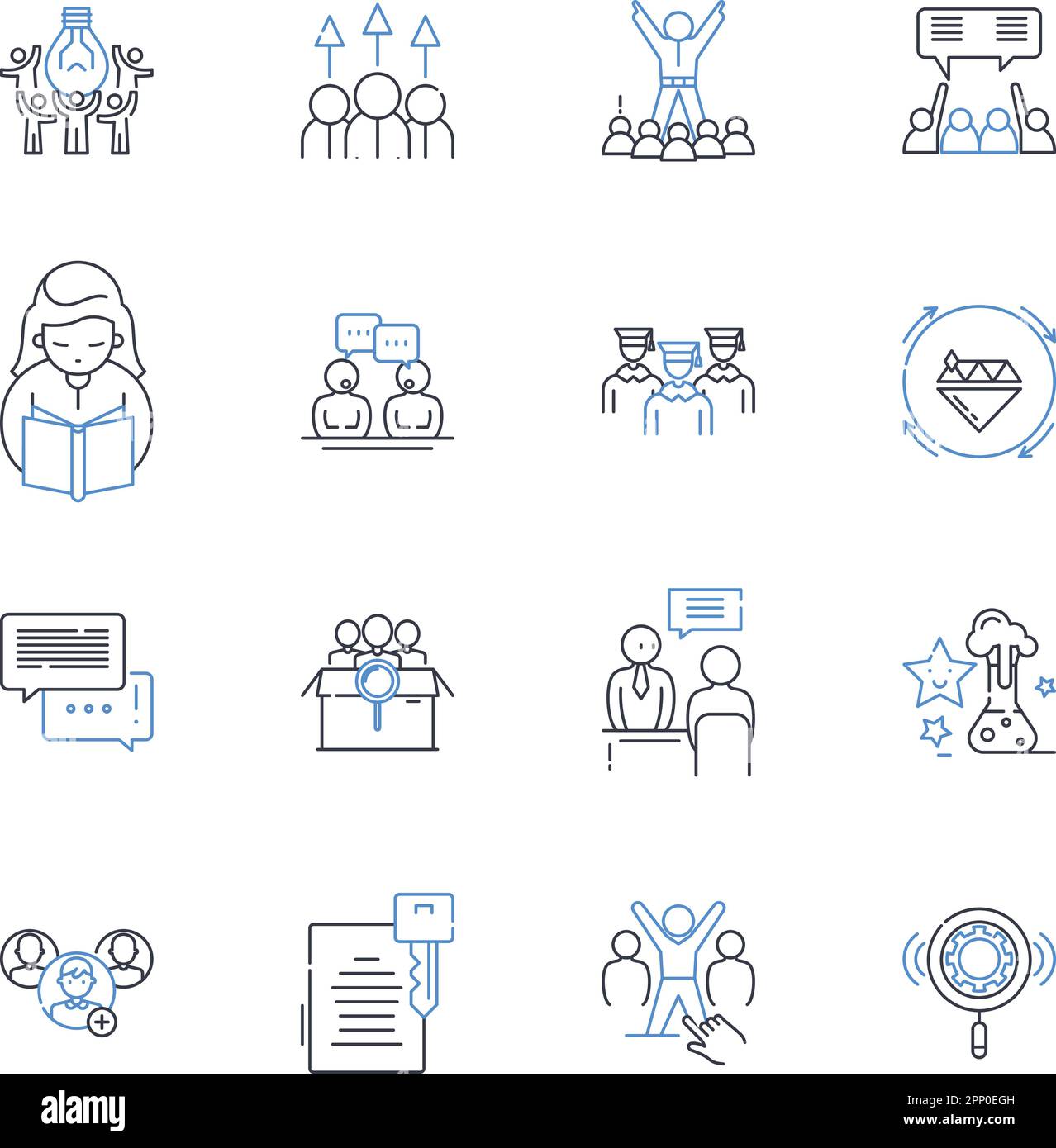 Success strategies line icons collection. Adaptation, Agility, Ambition ...