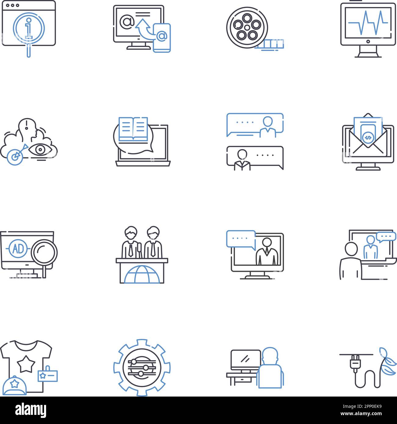 Publishing Enterprise Line Icons Collection Manuscript Editor Query