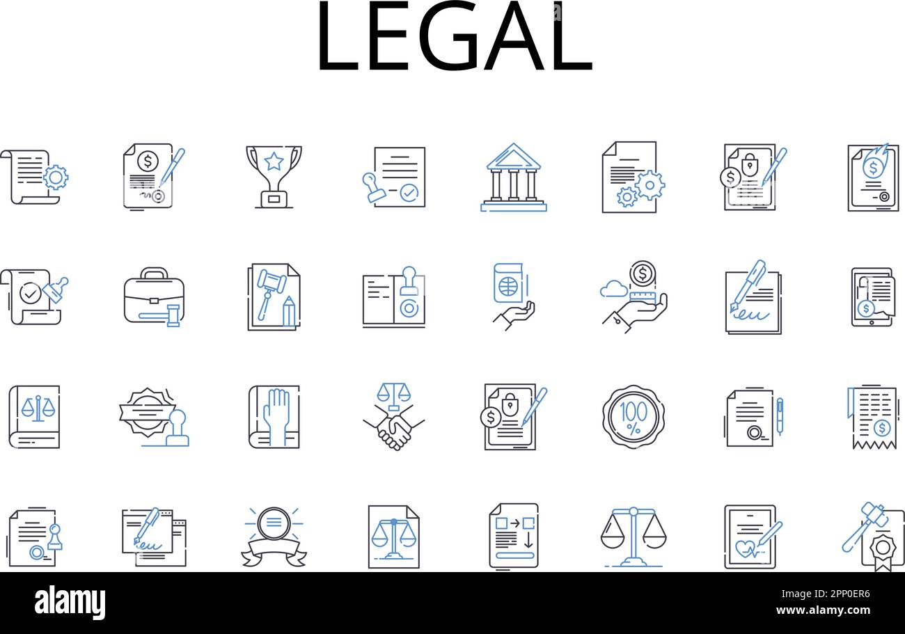 Legal line icons collection. Lawful, Authorized, Legitimate, Valid ...