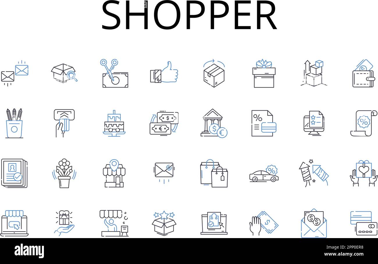 Shopper line icons collection. Consumer, Buyer, Customer, Patron ...