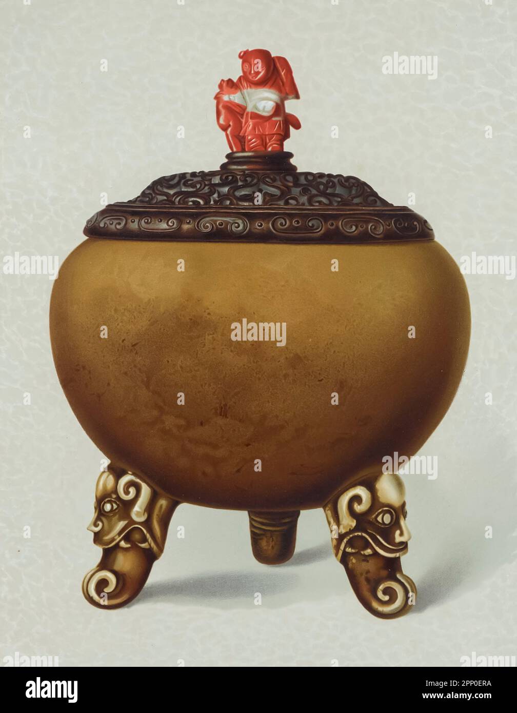 TRIPOD CENSER (Ting Lu), of depressed globular form, rounding in to a ...
