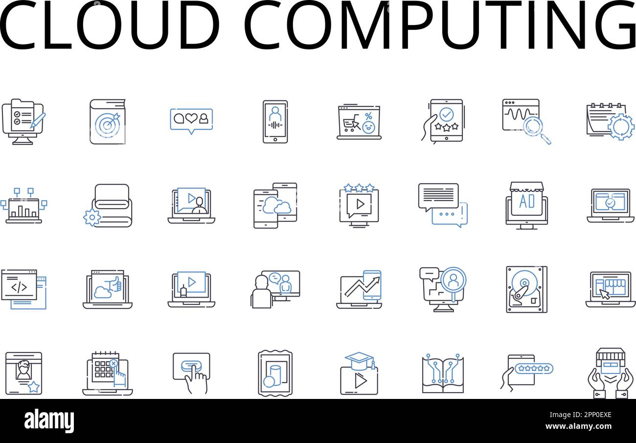 Cloud computing line icons collection. Virtual reality, Green energy ... Cloud computing line icons collection. Virtual reality, Green energy ...