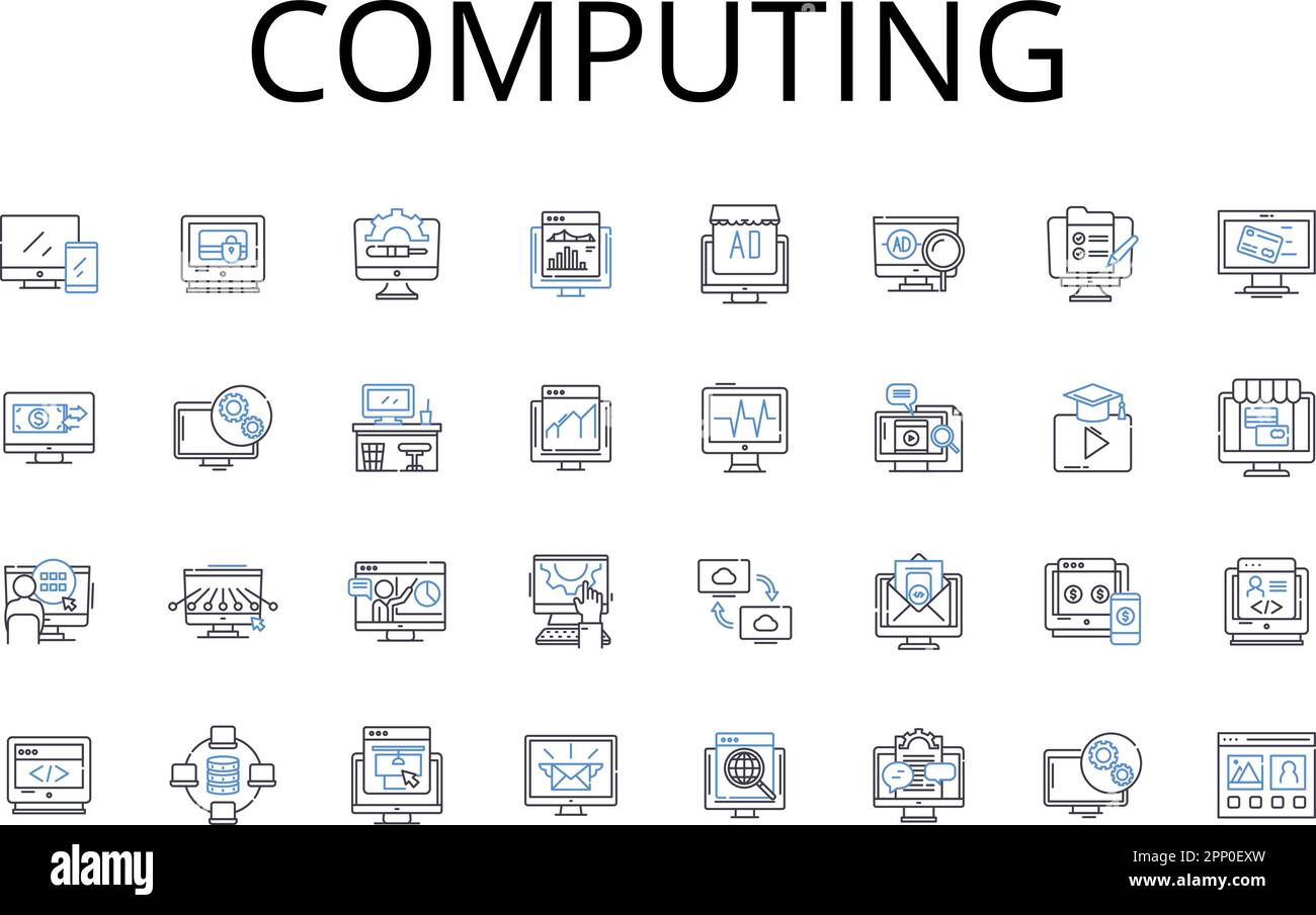 Computing Line Icons Collection Information Technology Internet Nerking Digital Connectivity