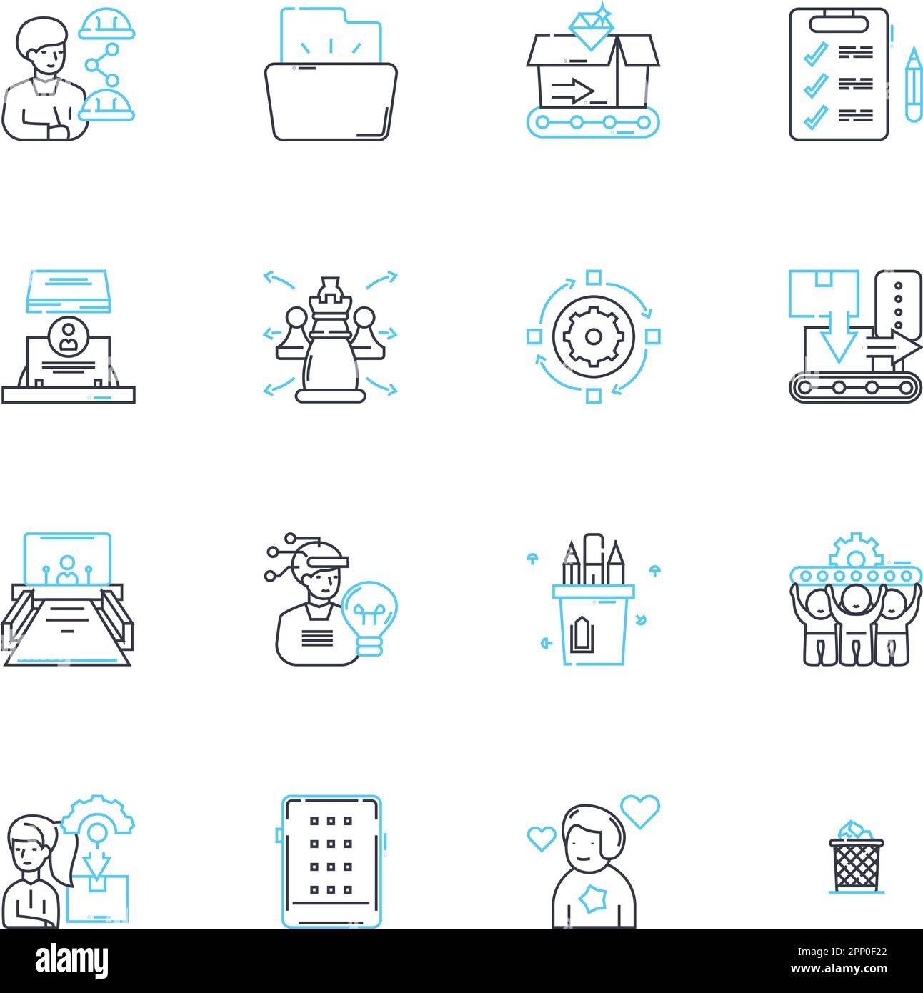 Operating Squad Linear Icons Set Teamwork Strategy Coordination Execution Leadership